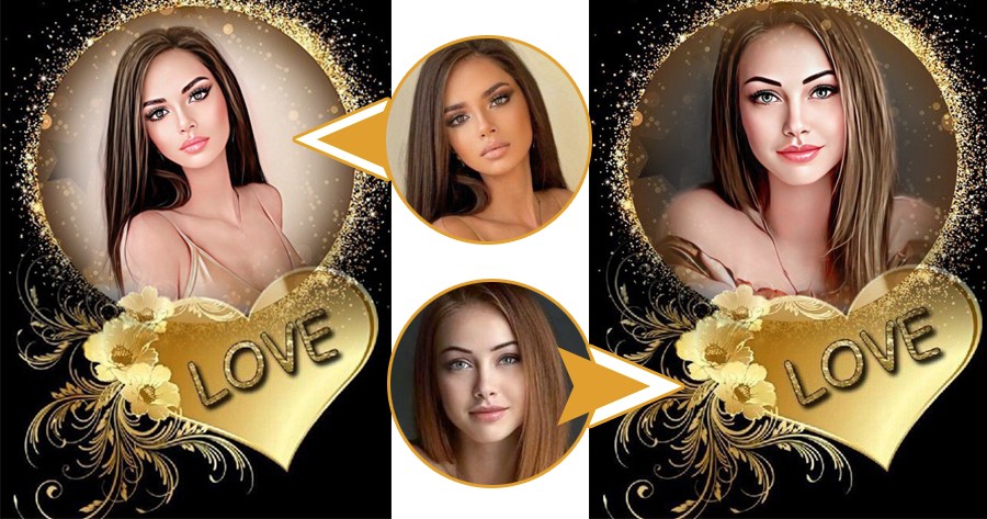 Sparkle Your Picture With Golden Love Frame - DiggFun | All Games ...