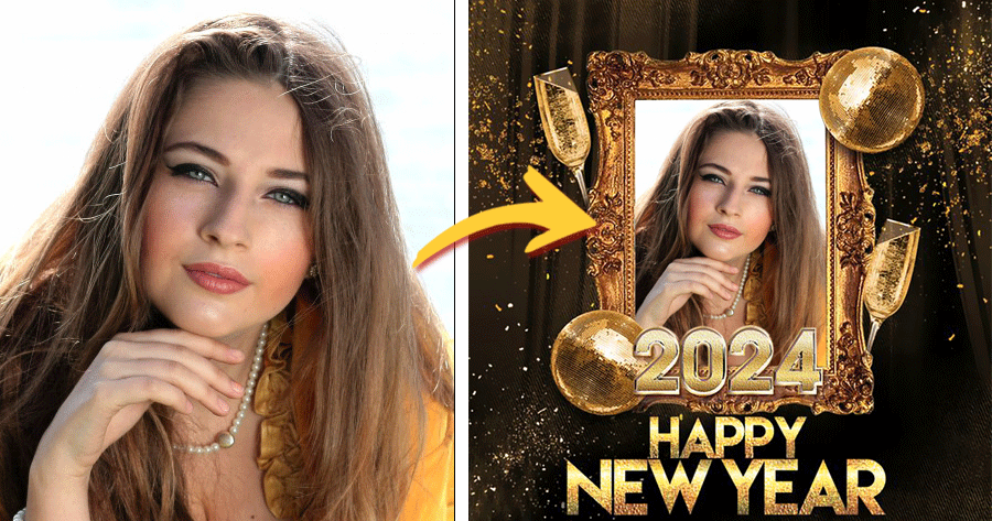 Ajoutez votre photo avec le cadre doré du Nouvel An! - DiggFun | Tous les jeux quiz,Trivia ...